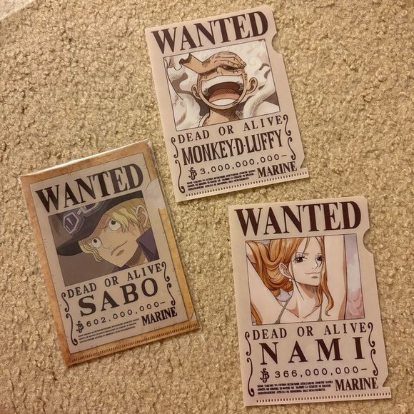 Onepiece | Other | One Piece Sabo Luffy Nami Wanted Poster Clear File ...